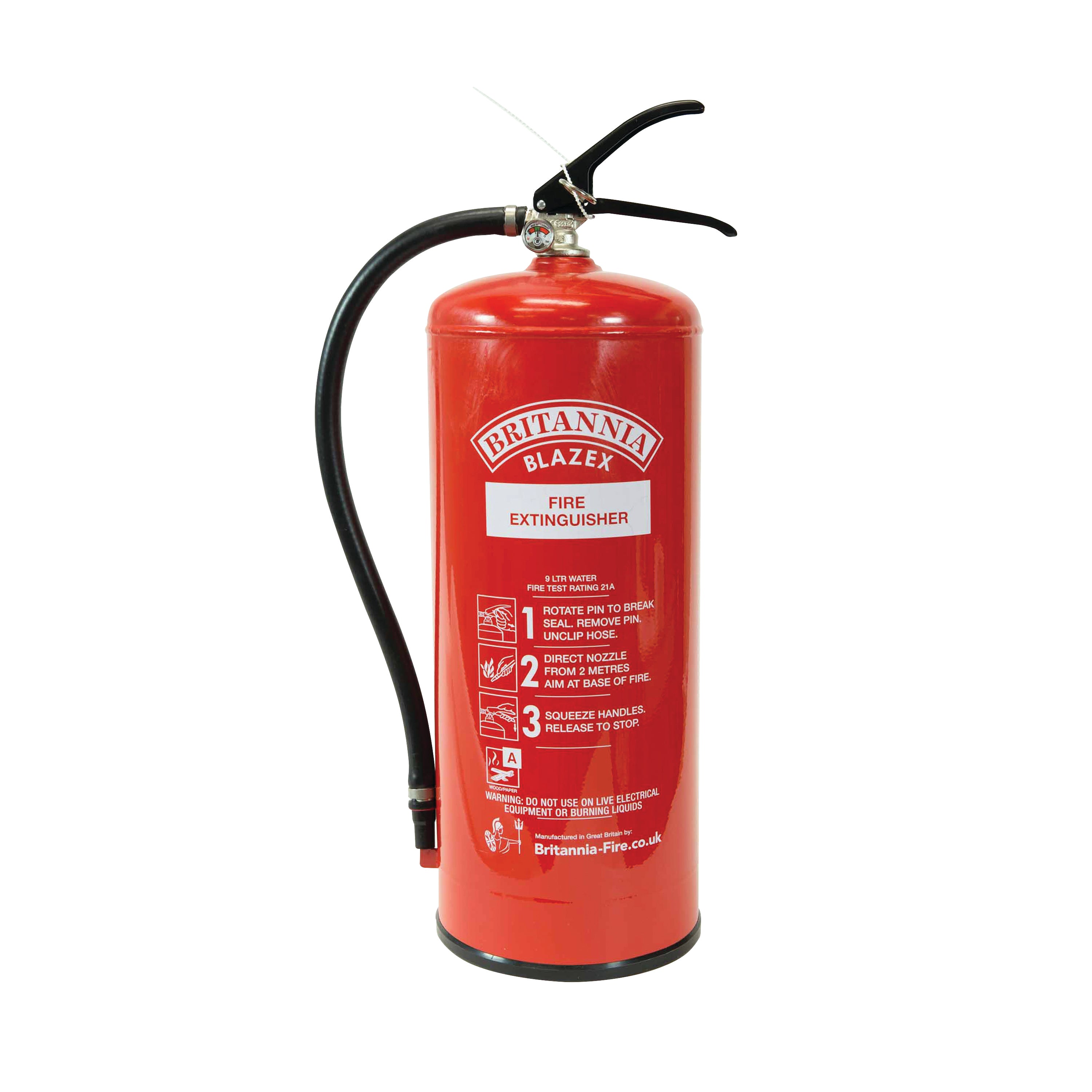 Fire Extinguisher Water 9 Litre (Certified to BS EN3, combats Class A ...